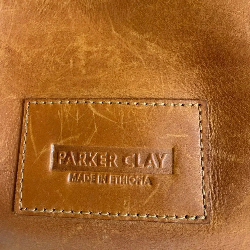 Parker Clay | Bags | Parker Clay Leather Tote Bag Cognac Brown Zip Top ...